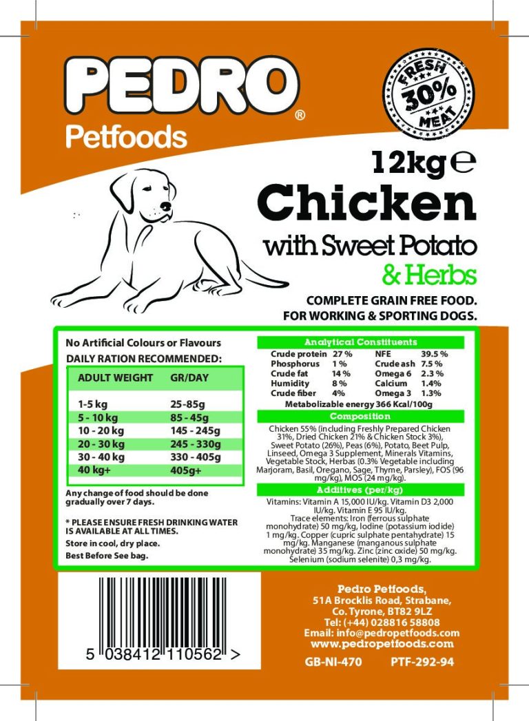 Super Premium Chicken & Potato 12kg – Pedro Pet Foods